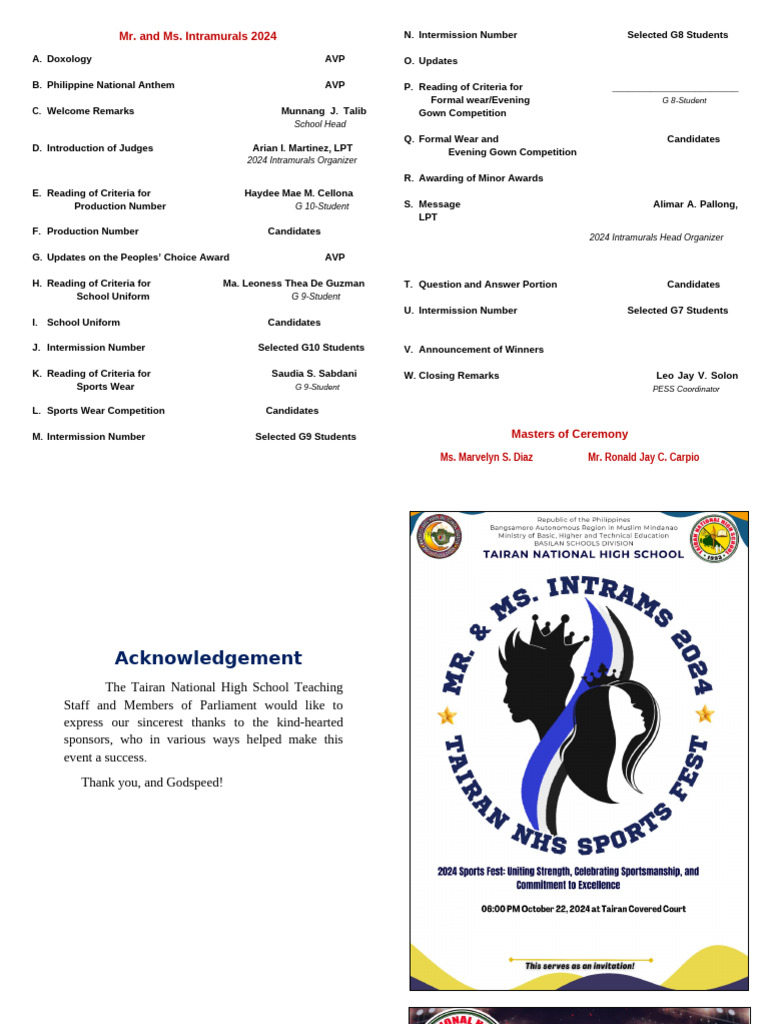 Mr. and Ms. Intramurals 2024 Program | PDF