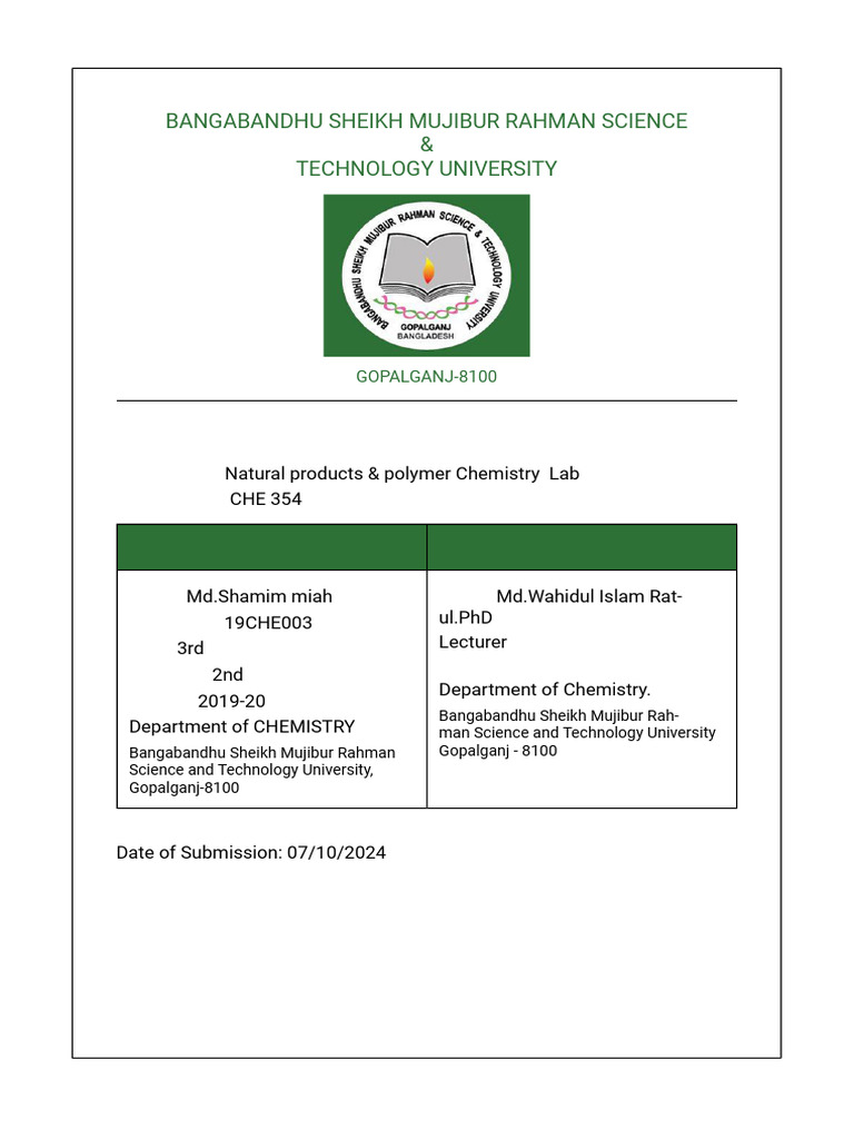 Lab Report CHE-354 | PDF