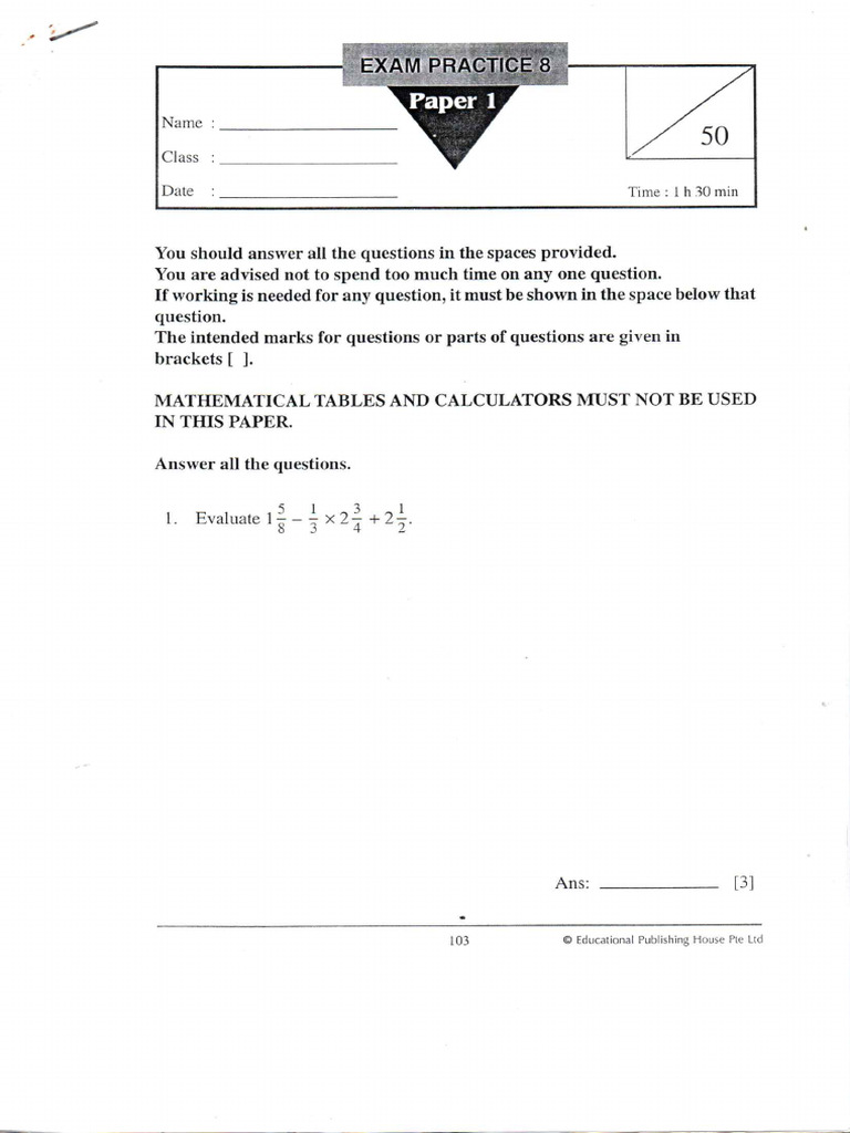 Exam Practice 8 - Paper 1 | PDF