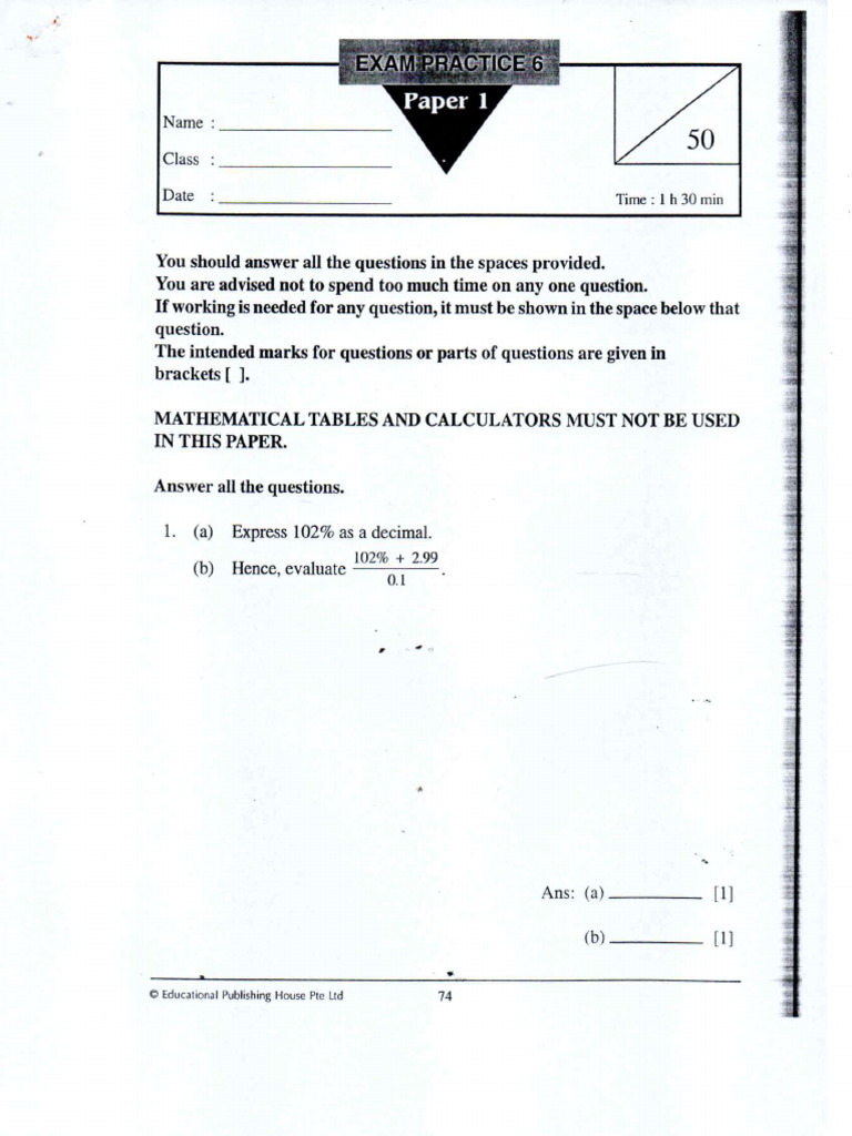 Exam Practice 6 - Paper 1 | PDF