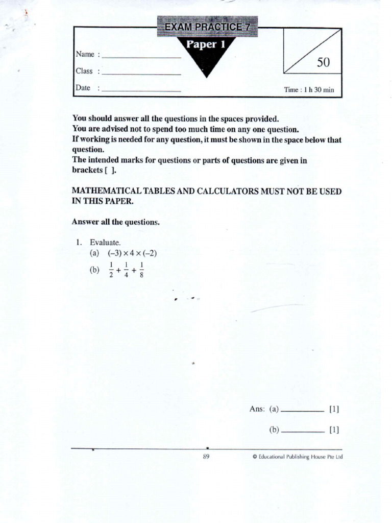 Exam Practice 7 - Paper 1 | PDF