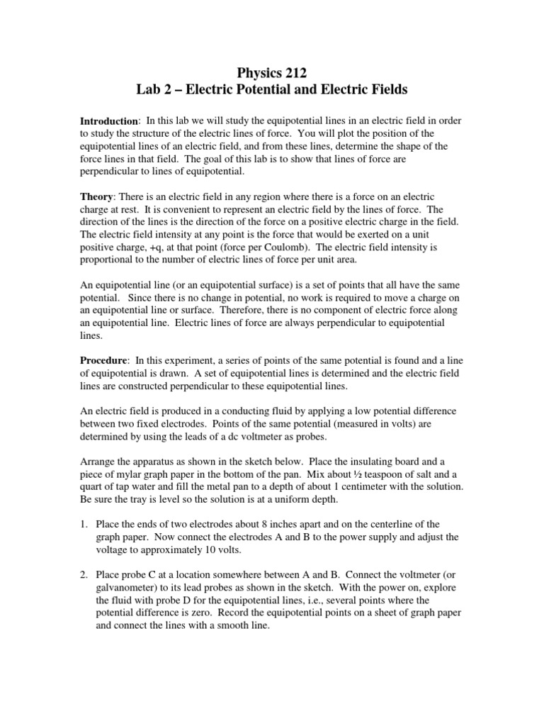 Lab2 Electricpotentialandelectricfields | PDF | Electric Field | Electricity
