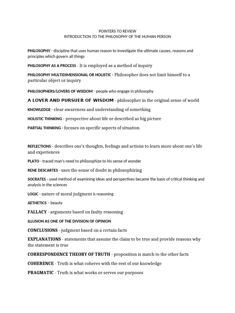 POINTERS-TO-REVIEW | PDF | Reason | Truth