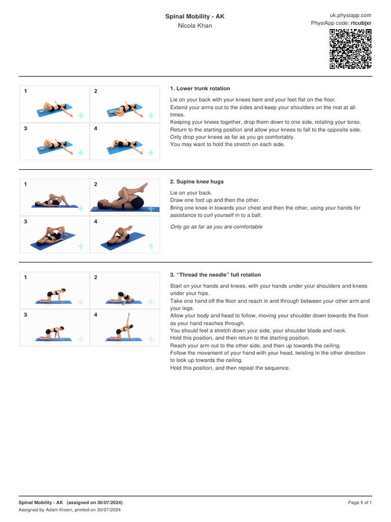 Spinal Mobility Exercises Guide | PDF | Shoulder | Musculoskeletal System