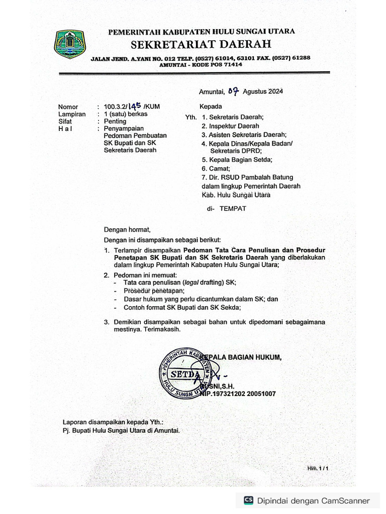 SP. Pedoman Penulisan SK 2024 | PDF