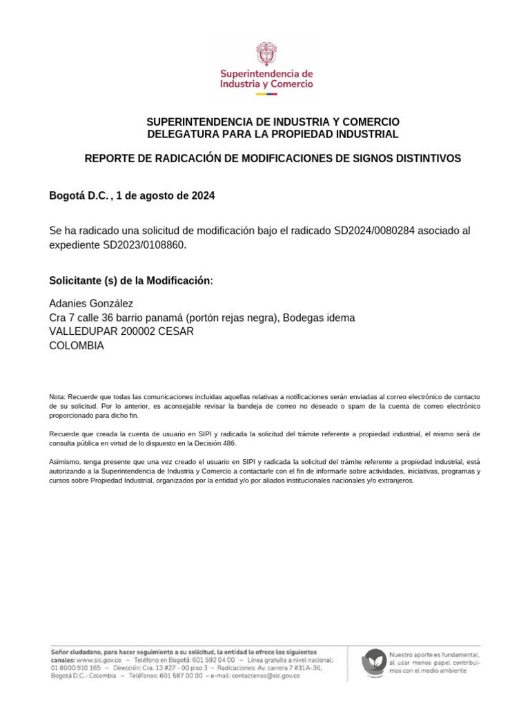 TM408 Resumen de solicitud SD Modificación | PDF