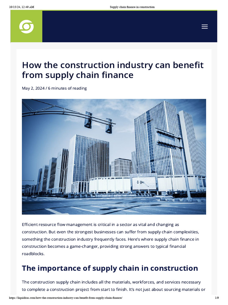 Supply Chain Finance in Construction | PDF | Supply Chain | Economies