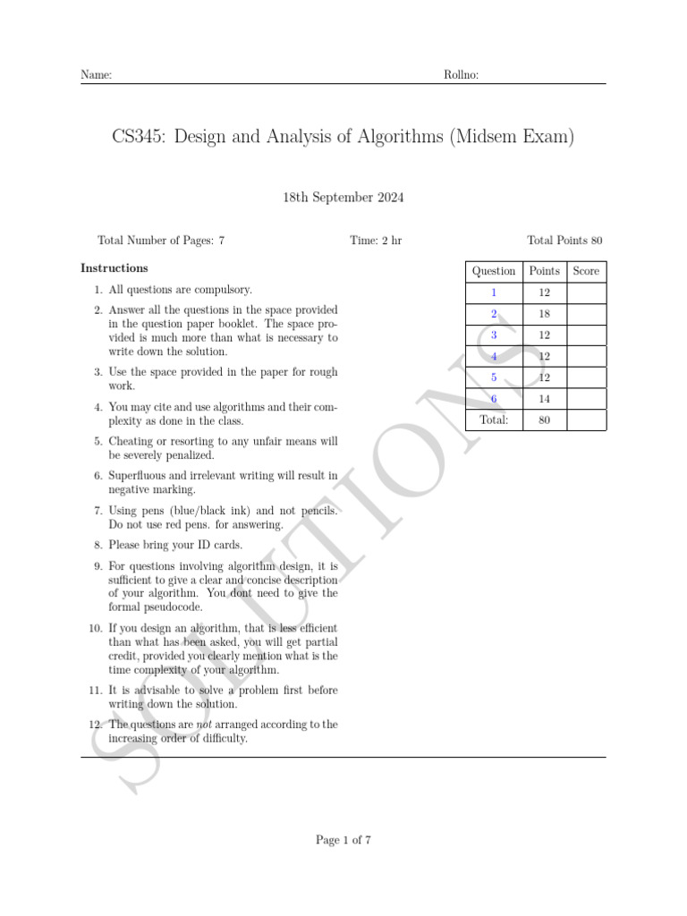 midsem | PDF | Algorithms And Data Structures | Graph Theory