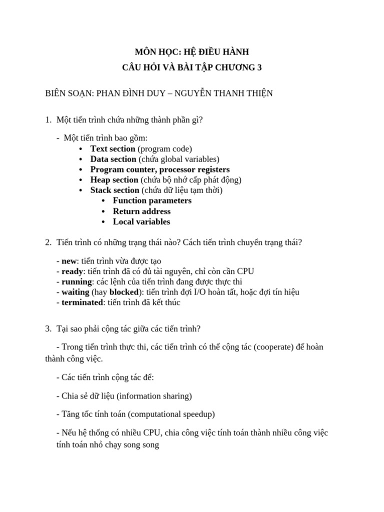 Bai Tap Chuong 3 HDH | PDF