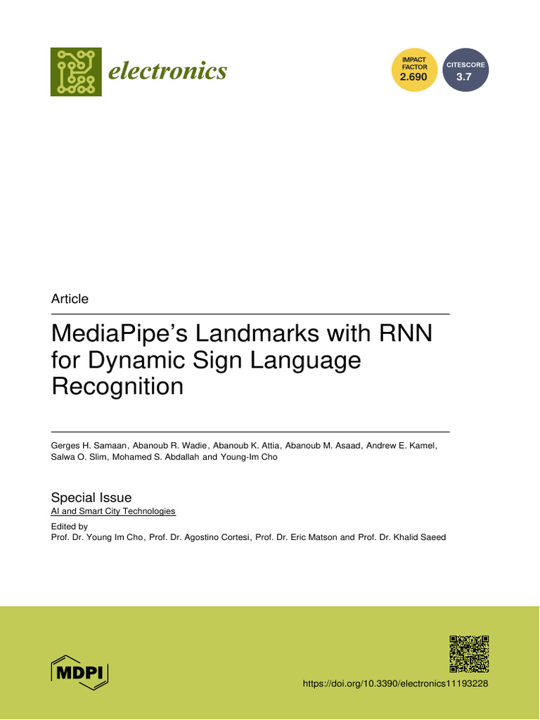 MediaPipe's Landmarks With RNN For Dynamic Sign Language Recognition ...