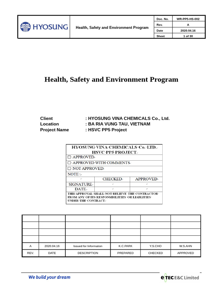 (HSVC PP5) HSE Program - Final | PDF | Occupational Safety And Health | Personal Protective ...