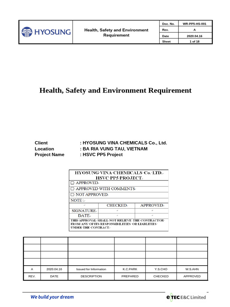 HSVC PP5 HSE Requirement - Final | PDF | Safety