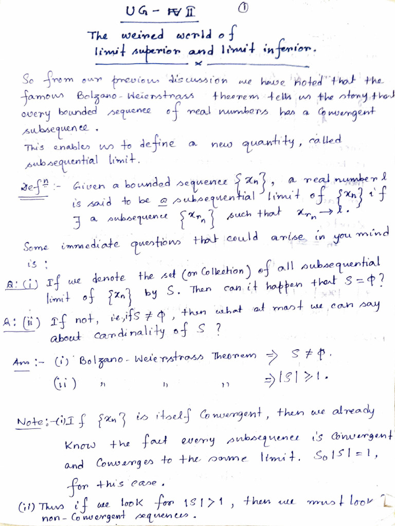 Lim Sup and Cauchy Theory | PDF