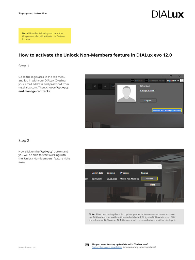 Guide_DIALux_ActivateUnlockNonMem-EN | PDF