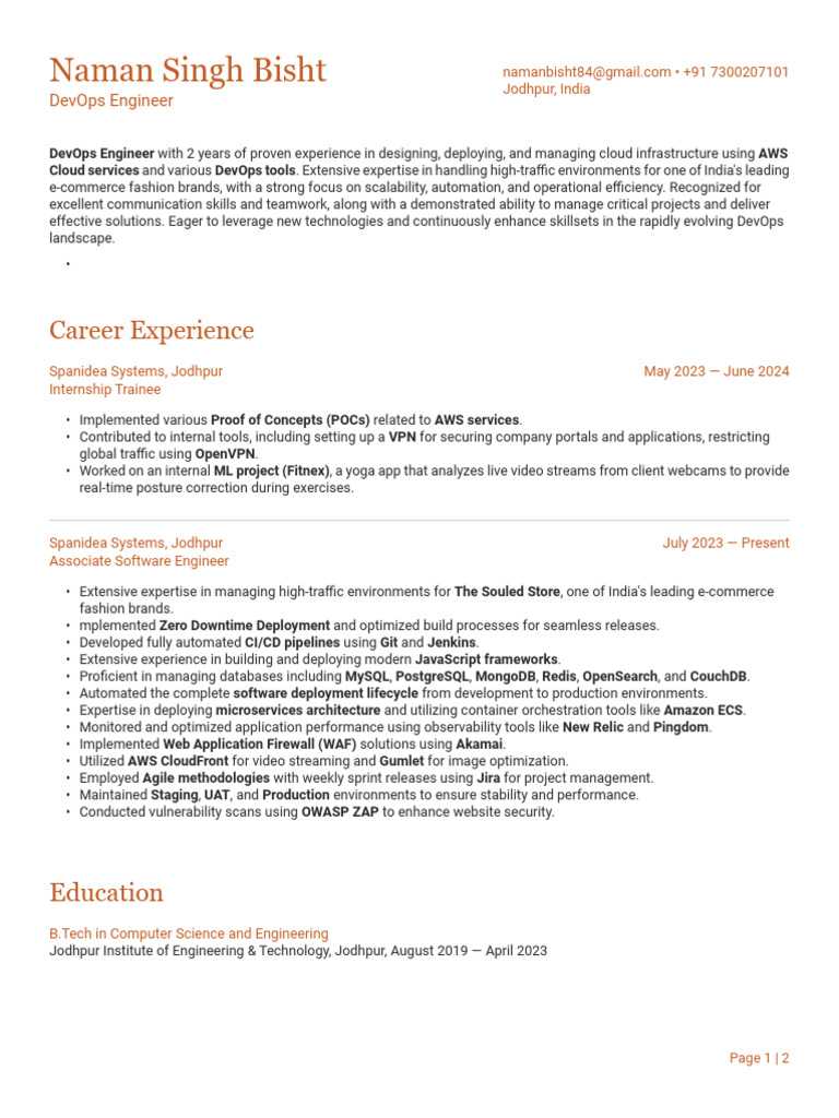 Naman Singh Bisht - DevOps Engineer | PDF | Amazon Web Services | Computing