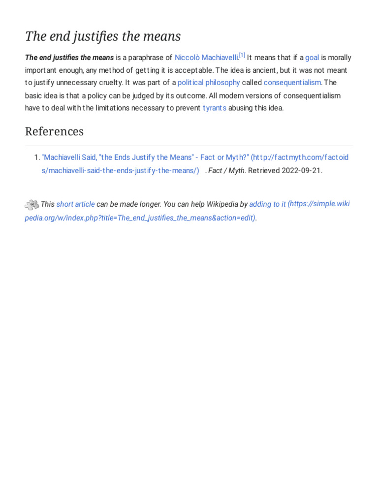 The End Justifies The Means - Simple English Wikipedia, The Free ...