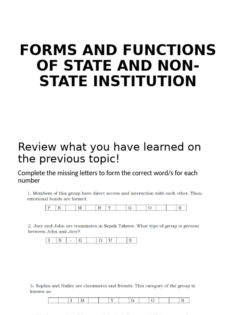 State-and-Non-State-Institutions | PDF | Presidents Of The United ...