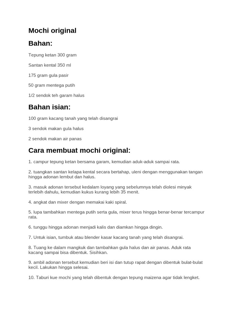 Cara Membuat Mochi Original Sederhana | PDF | Kesehatan Holistik
