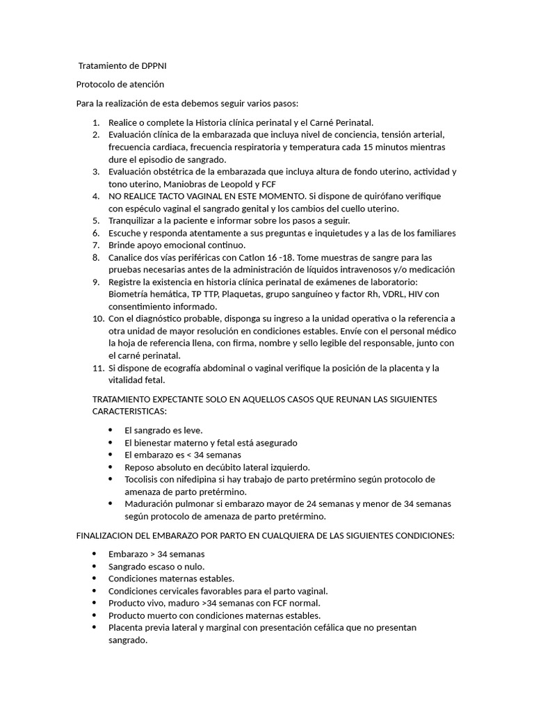 Tratamiento de DPPNI | PDF | El embarazo | Parto