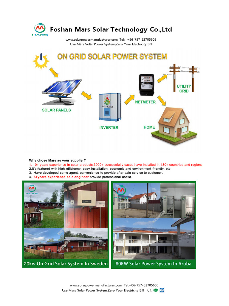 Foshan Mars 10KW On Grid Single Phase Solar Power System | PDF ...