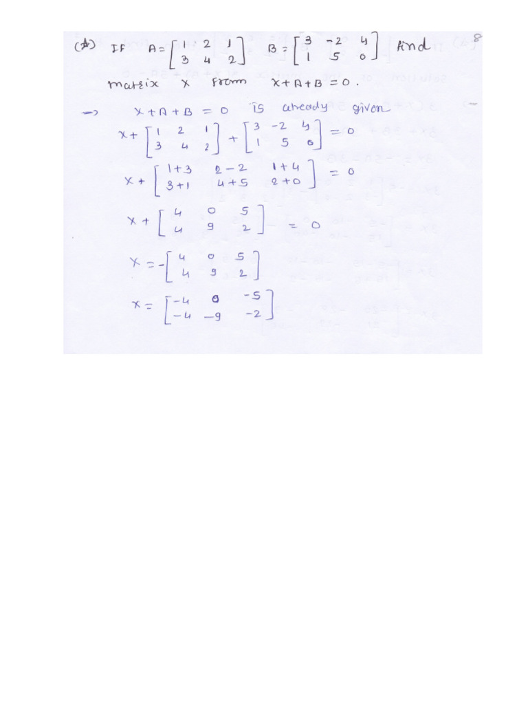 Addition and Subtraction Between Matrices | PDF