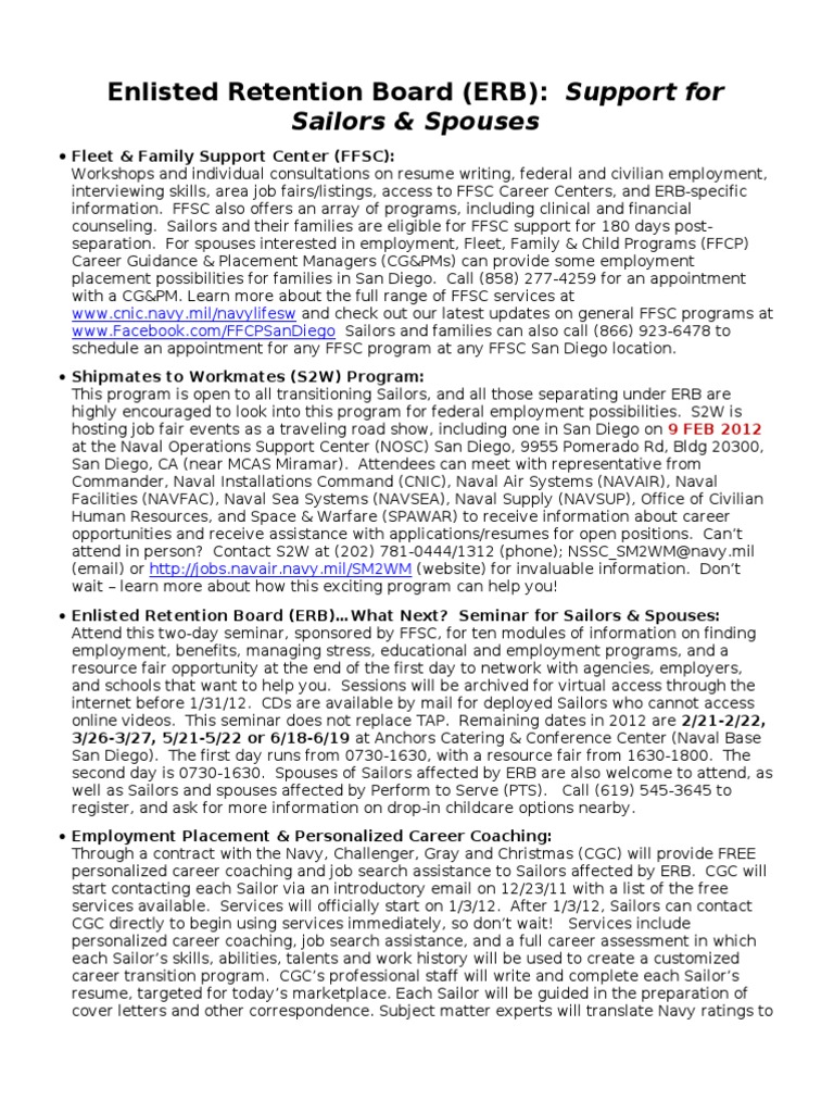 Erb Fact Sheet January | PDF | Job Hunting | Sailor