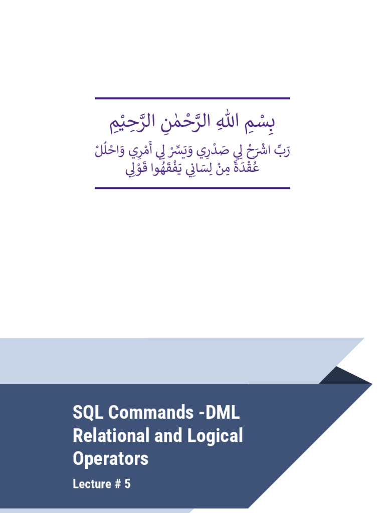 Lecture 05 - SQL Commands | PDF | Computing | Sql Lecture 05 - SQL Commands | PDF | Computing | Sql