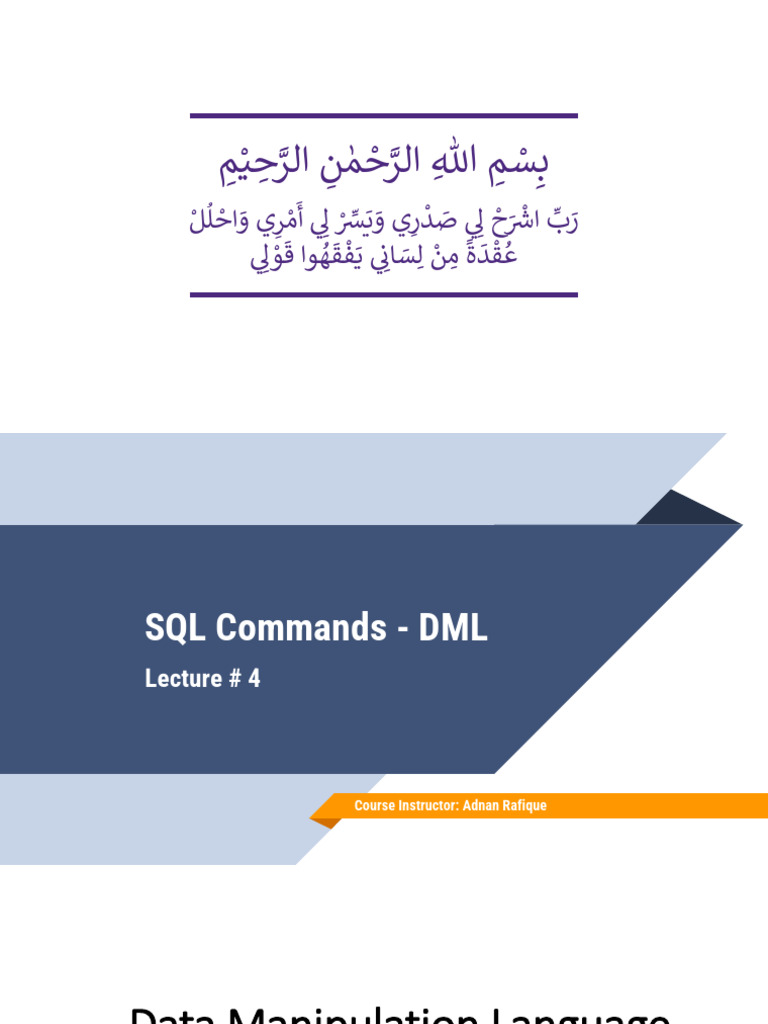 Lecture 04 Sql Commands Dml Pdf Sql Table Database 