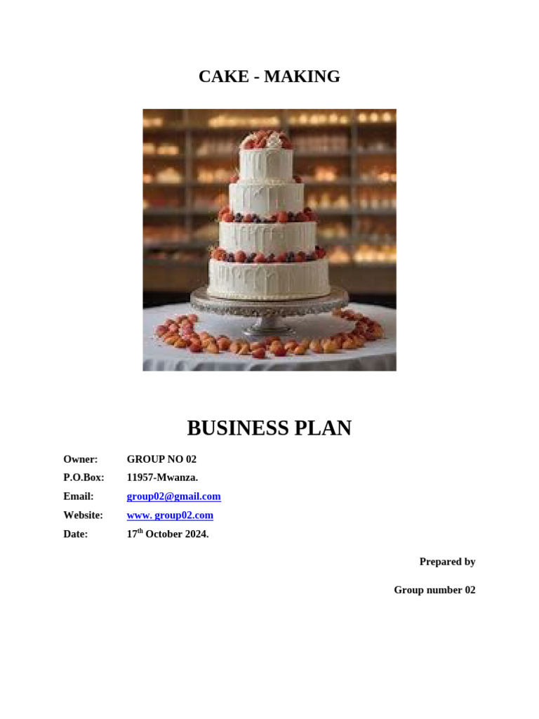 Cake - Making Business Plan by Group No 02 | PDF | Cakes | Marketing