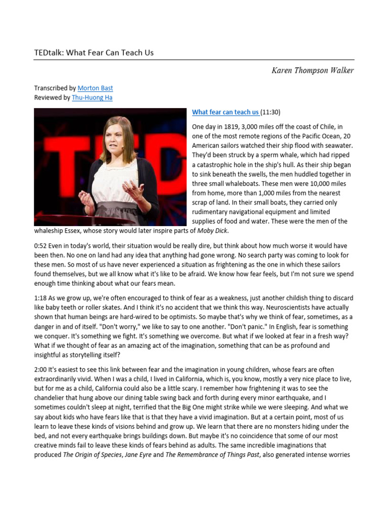 What Fear Can Teach Us: Insights from Karen Thompson Walker | PDF