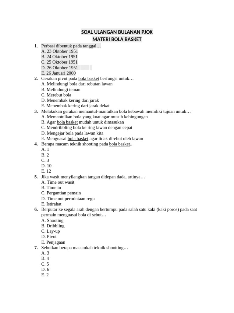 Soal Pjok Kelas 11 | PDF