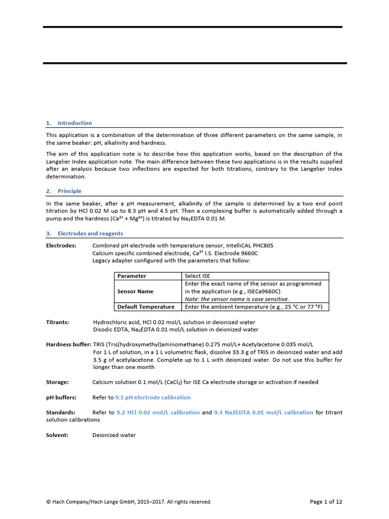 DOC316.52.93110 - PH - Alkalinity - Hardness in Water | PDF | Titration ...