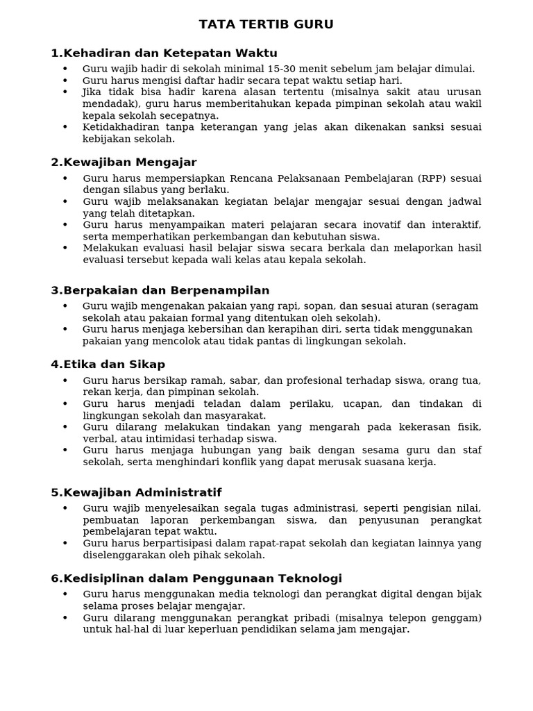 Tata Tertib Guru SD Chikalan | PDF | Karier & Perkembangan