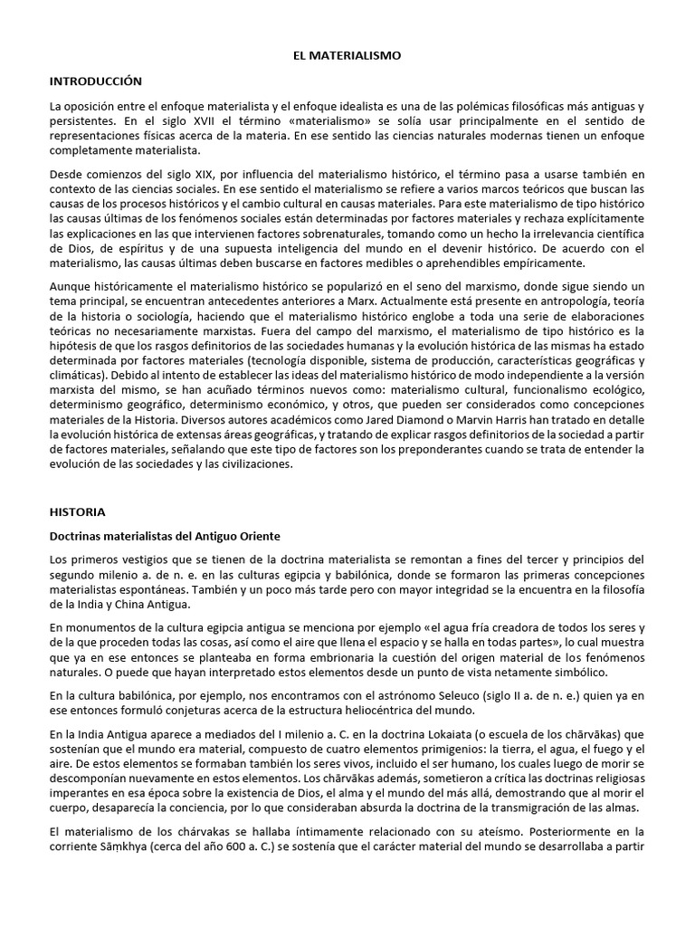 Historia del Materialismo | PDF | Materialismo | marxismo