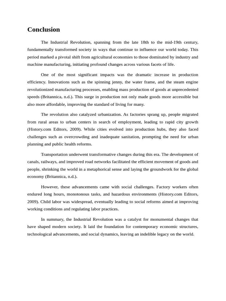 Industrial Revolution Conclusion | PDF