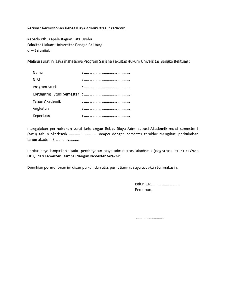 Form Bebas Biaya Administrasi | PDF