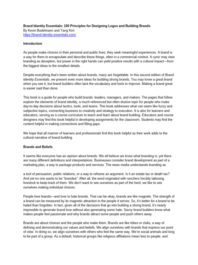 Brand Identity: 100 Essential Principles | PDF | Brand | Customer Experience