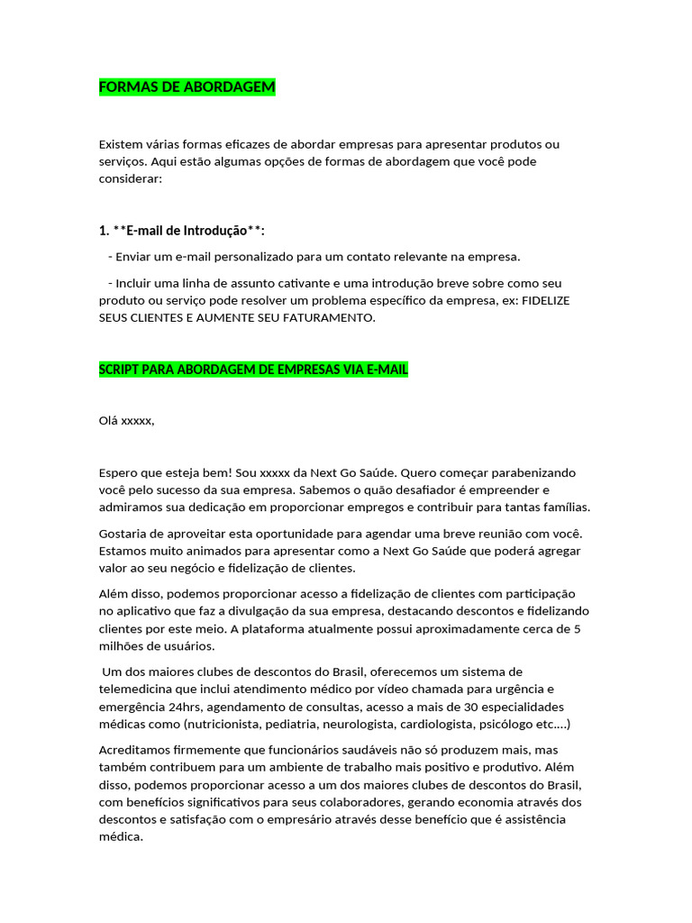 Script para Abordagem de Empresas | PDF