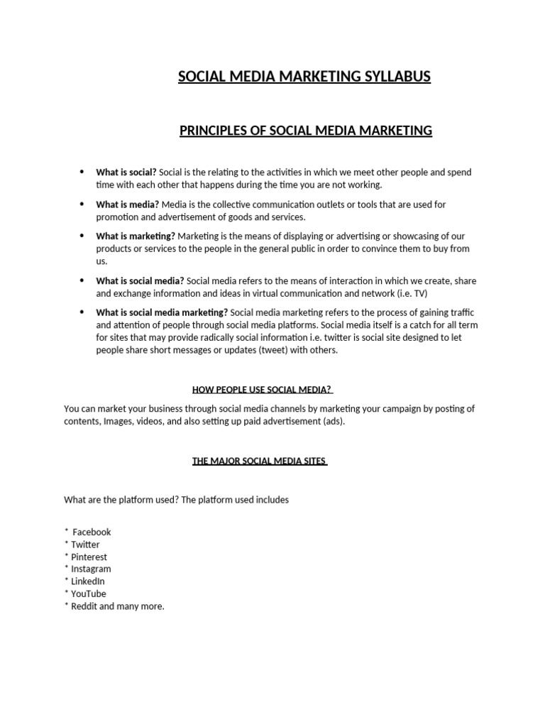 Social Media Marketing Course Overview | PDF | Social Media Marketing ...