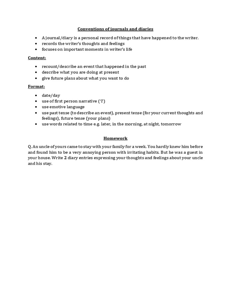 Conventions of Journals and Diaries | PDF