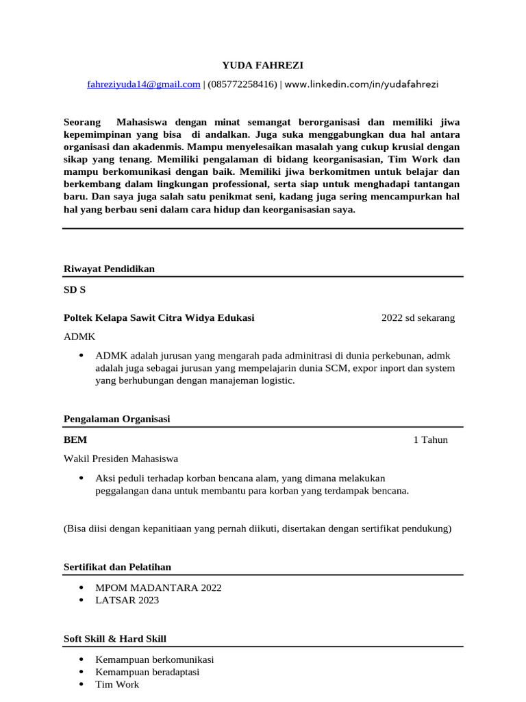 Format CV | PDF | Karier & Perkembangan | Pengembangan Diri