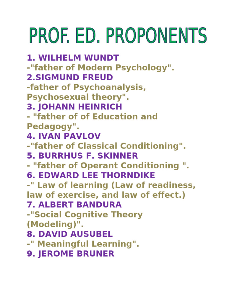 Key Proponents of Educational Theories | PDF | Science & Mathematics