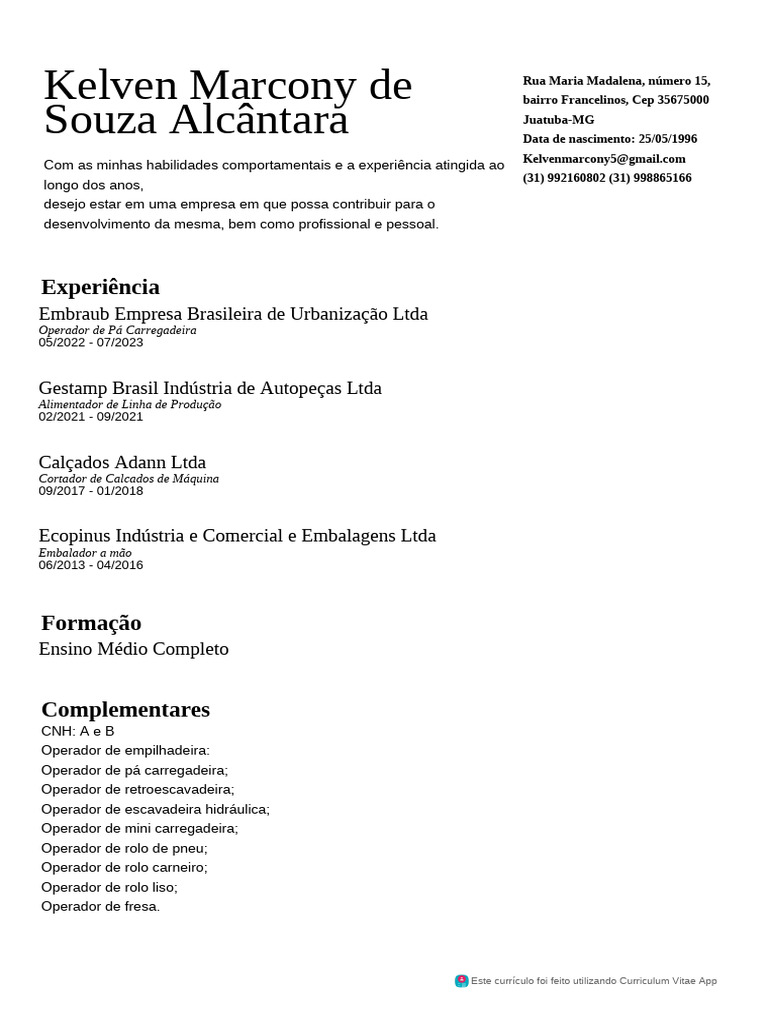 Currículo de Kelven Marcony Alcântara | PDF