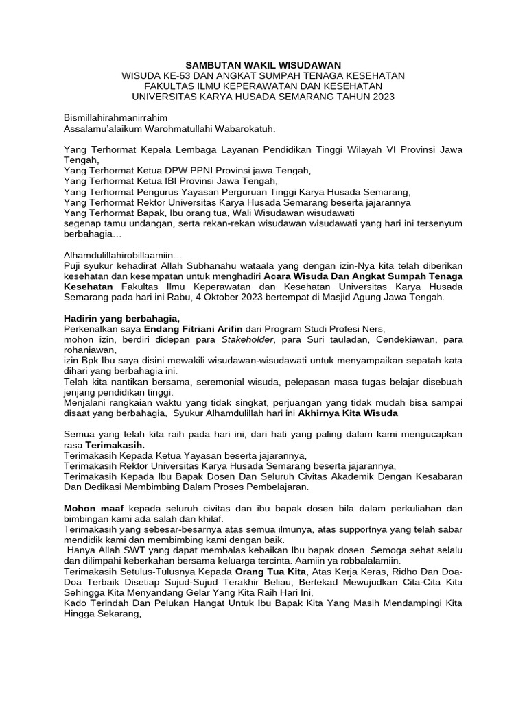 Pesan Kesan Wakil Wisudawan Ready | PDF | Pengembangan Diri