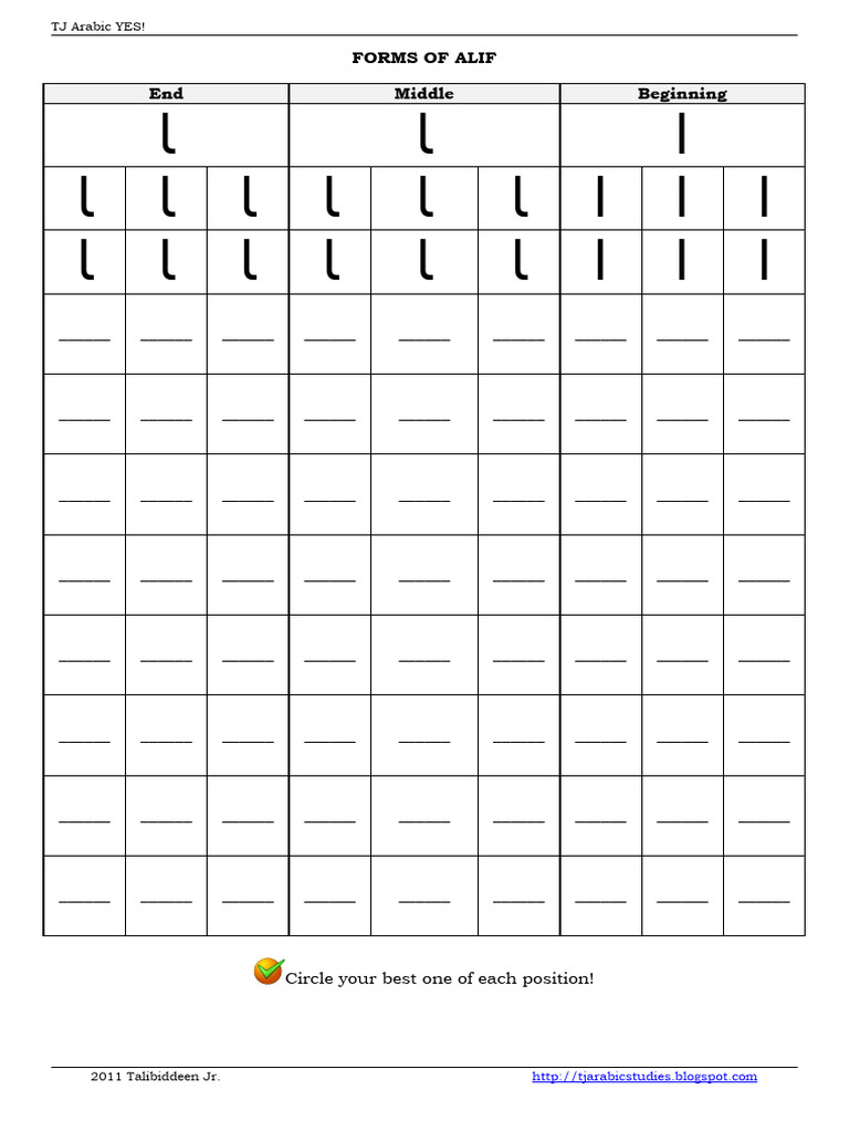 Arabic Alphabet Forms Worksheets | PDF | Collation | Graphemes