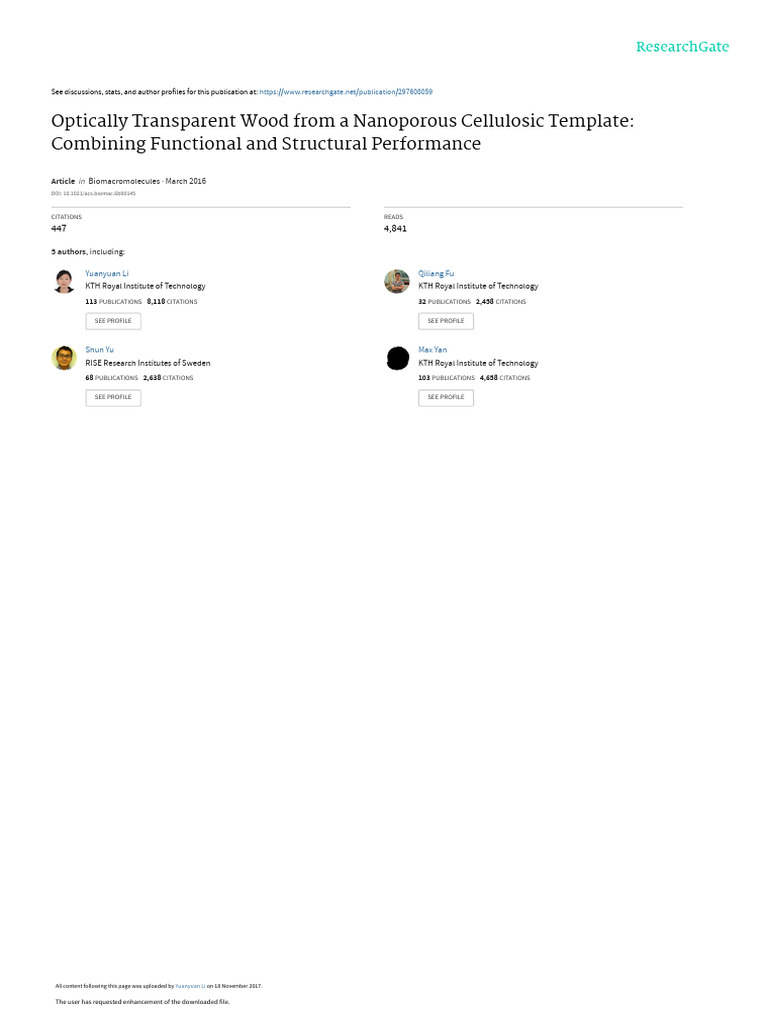 Functional N Structural Performance Invis Wood | PDF | Wood | Lignin