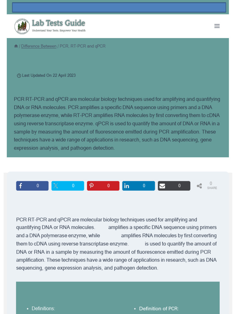 PCR,RT-PCR,qPCR | PDF | Reverse Transcription Polymerase Chain Reaction | Real Time Polymerase ...