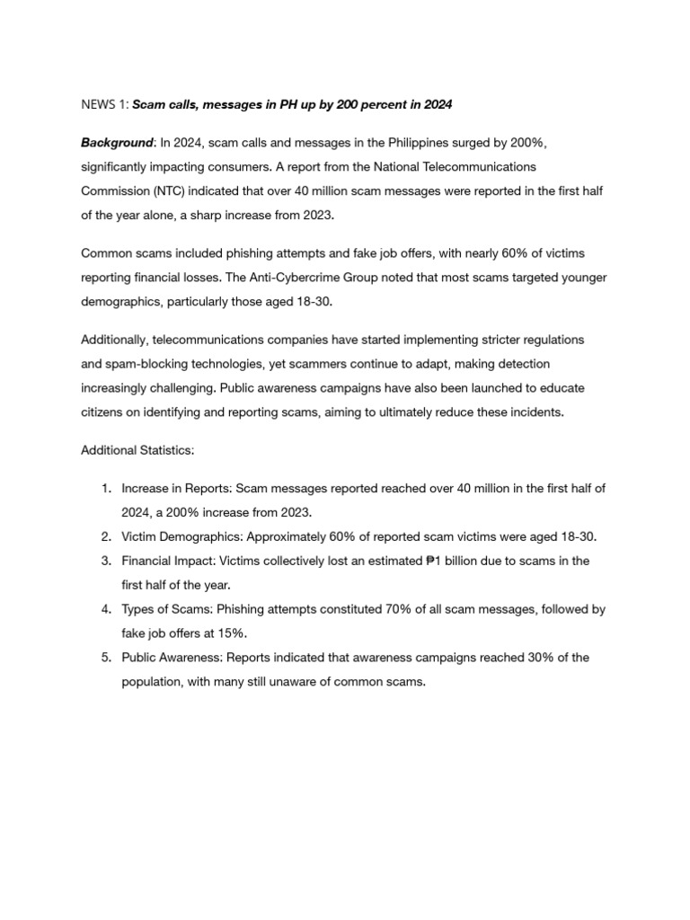 Scam Calls Surge 200% in PH 2024 | PDF | Phishing | Cybercrime