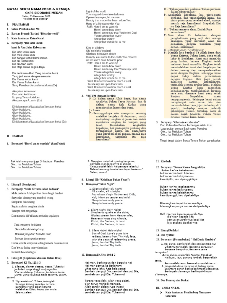 Natal Seksi Namaposo 2023 Jona | PDF