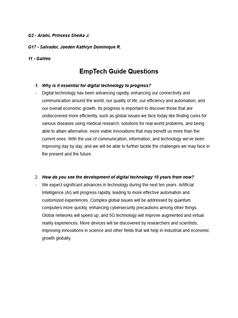 EmpTech Guide Question Assignment | PDF | Pollination | Flowers